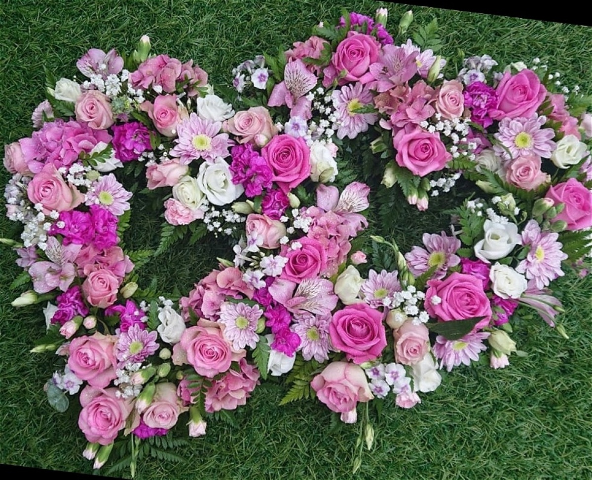 Open double heart tribute - Heart Shaped Tributes | First Class ...