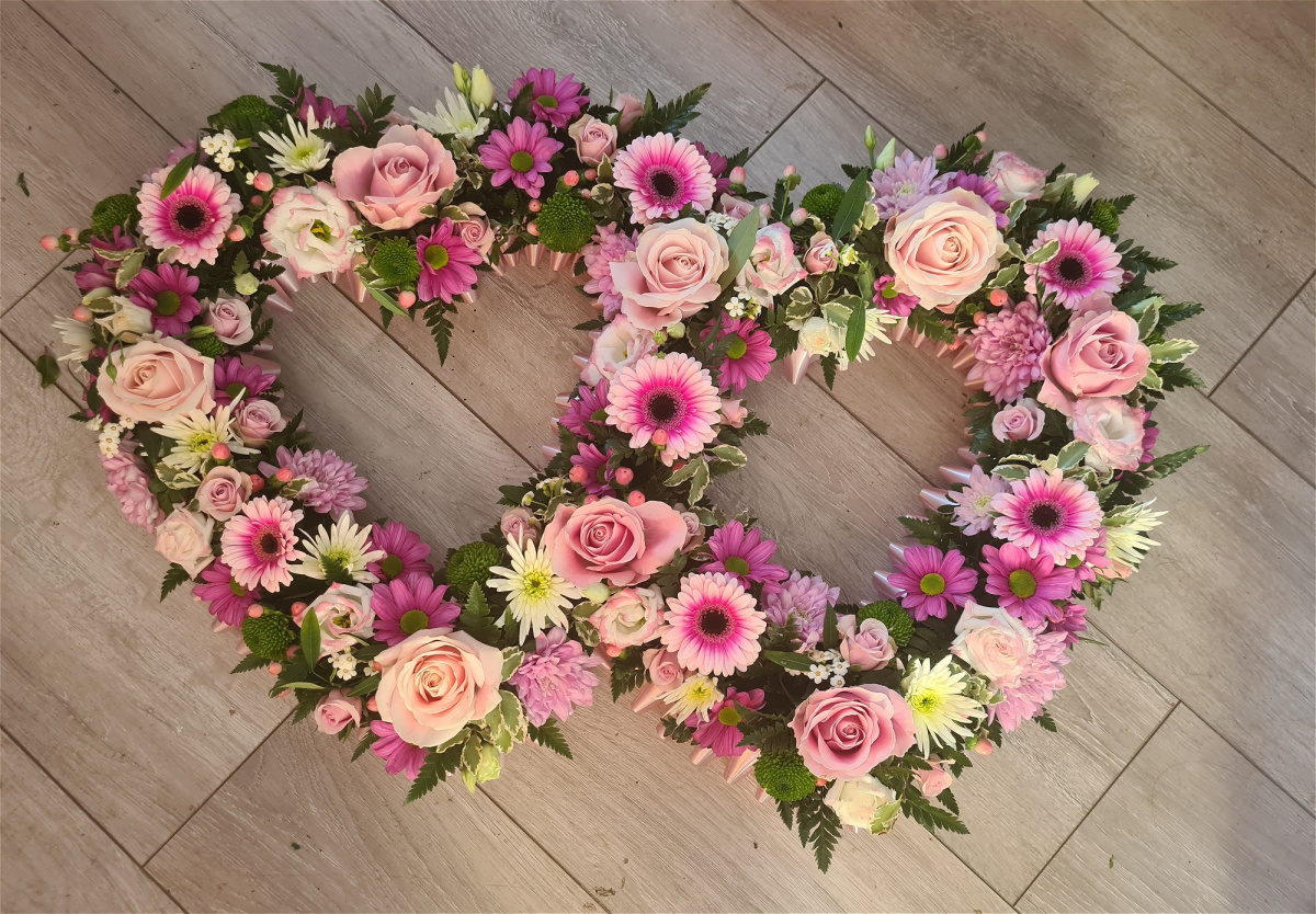 Open double heart tribute - Heart Shaped Tributes | First Class ...